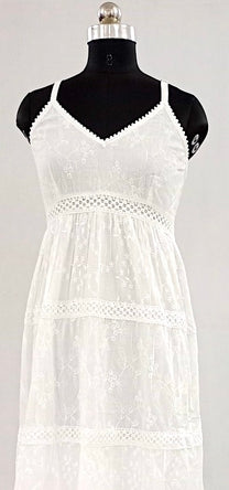 Pure Comfort: Ankle-Length Pure Cotton White Dress-NV91533/E – Navasaarigai